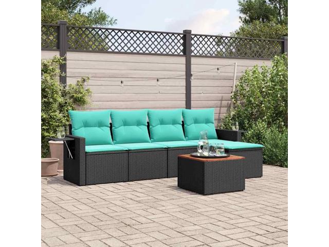 Click here for vidaXL 6 Piece Garden Sofa Set with Cushions Black... prices