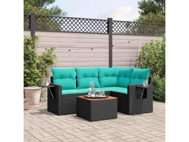 Click here for vidaXL 5 Piece Garden Sofa Set with Cushions Black... prices