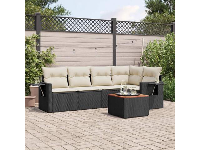 Click here for vidaXL Garden Sofa Set Black PE rattan Large UV-re... prices