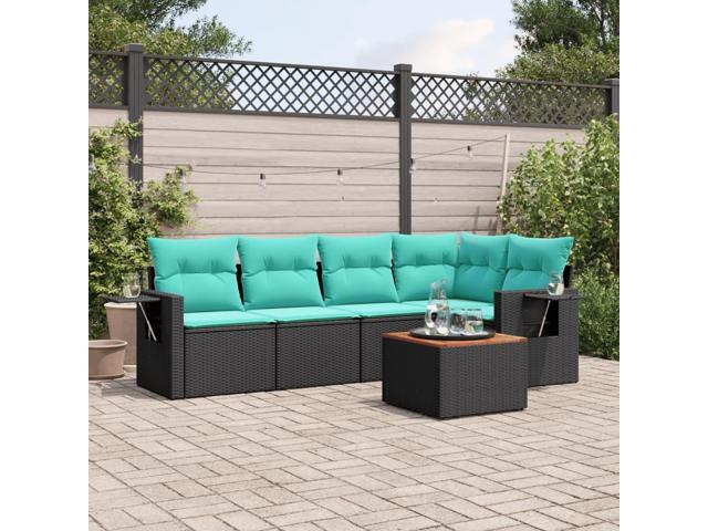 Click here for vidaXL 6 Piece Garden Sofa Set with Cushions Black... prices