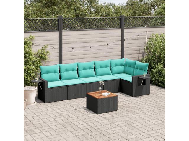 Click here for vidaXL 7 Piece Garden Sofa Set with Cushions Black... prices