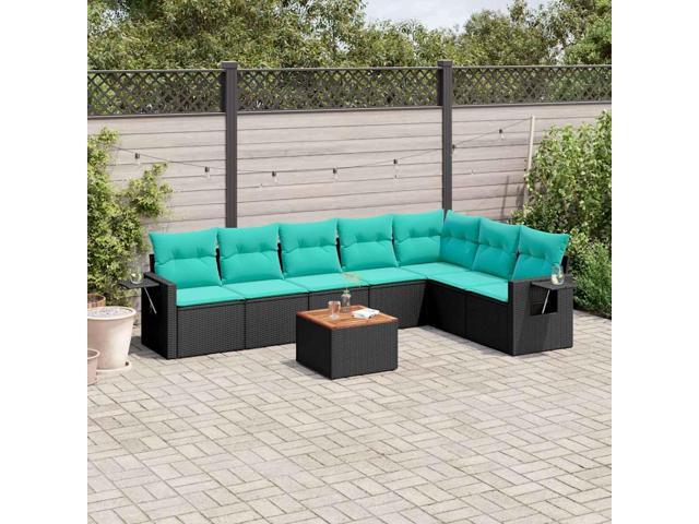 Click here for vidaXL 8 Piece Garden Sofa Set with Cushions Black... prices