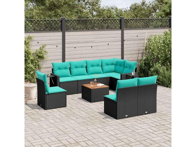 Click here for vidaXL 9 Piece Garden Sofa Set with Cushions Black... prices