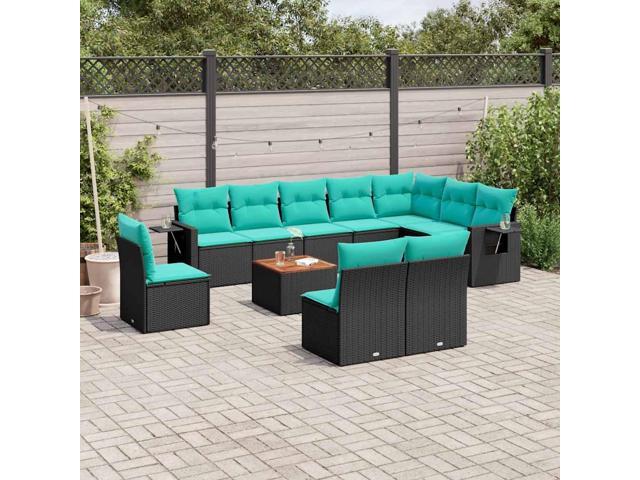 Click here for vidaXL 11 Piece Garden Sofa Set with Cushions Blac... prices