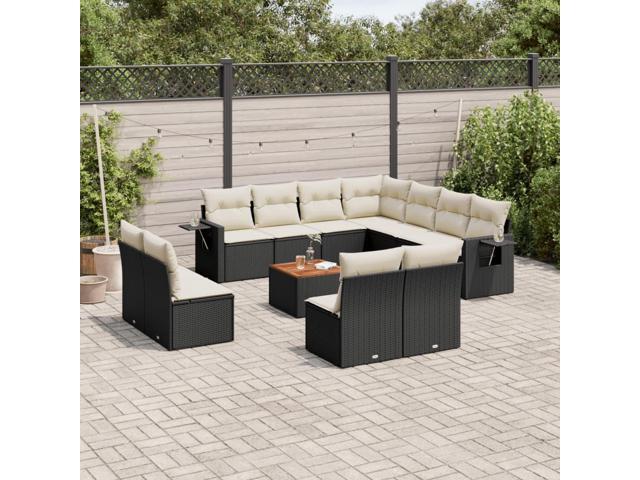 Click here for vidaXL Garden Sofa Set Black PE rattan Large Modul... prices