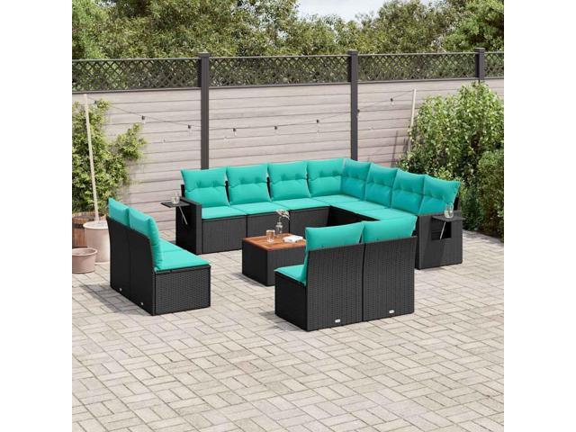 Click here for vidaXL 12 Piece Garden Sofa Set with Cushions Blac... prices
