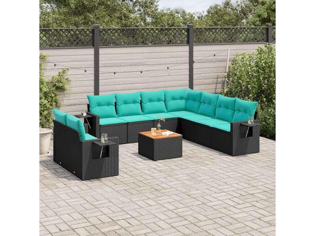 Click here for vidaXL 10 Piece Garden Sofa Set with Cushions Blac... prices