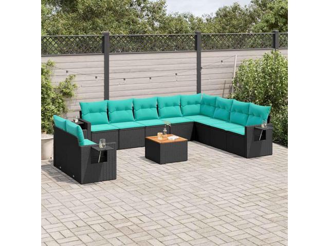 Click here for vidaXL 11 Piece Garden Sofa Set with Cushions Blac... prices