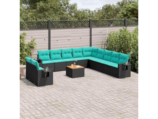 Click here for vidaXL 12 Piece Garden Sofa Set with Cushions Blac... prices