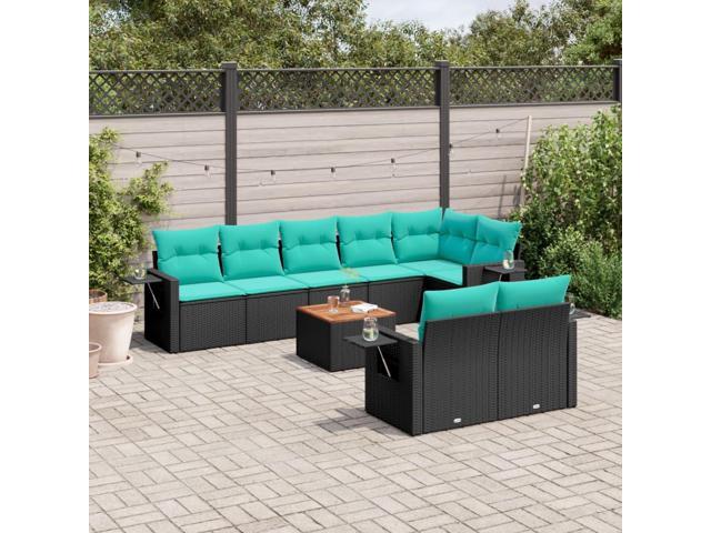 Click here for vidaXL 9 Piece Garden Sofa Set with Cushions Black... prices