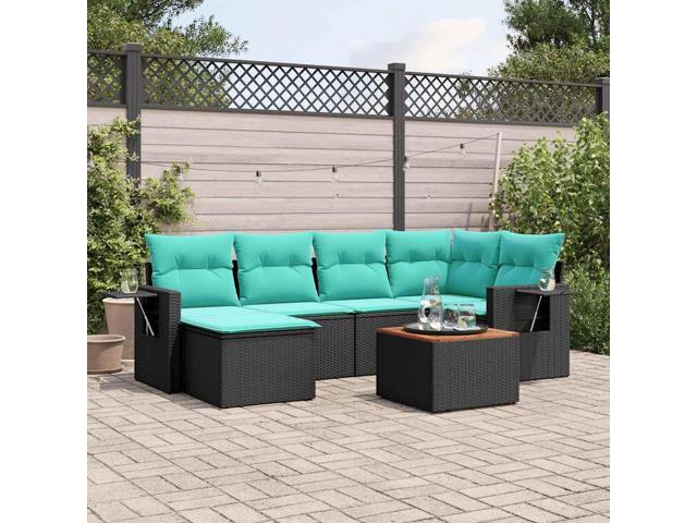 Click here for vidaXL 7 Piece Garden Sofa Set with Cushions Black... prices
