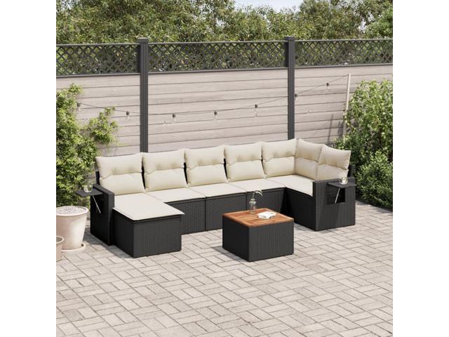 Click here for vidaXL Garden Sofa Set Black PE rattan Medium Modu... prices