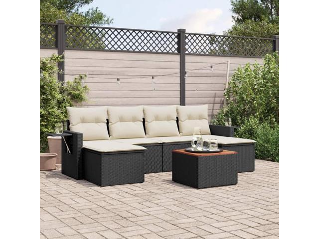Click here for vidaXL Garden Sofa Set Black PE rattan Large Adjus... prices
