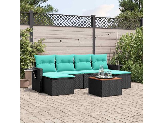 Click here for vidaXL 7 Piece Garden Sofa Set with Cushions Black... prices