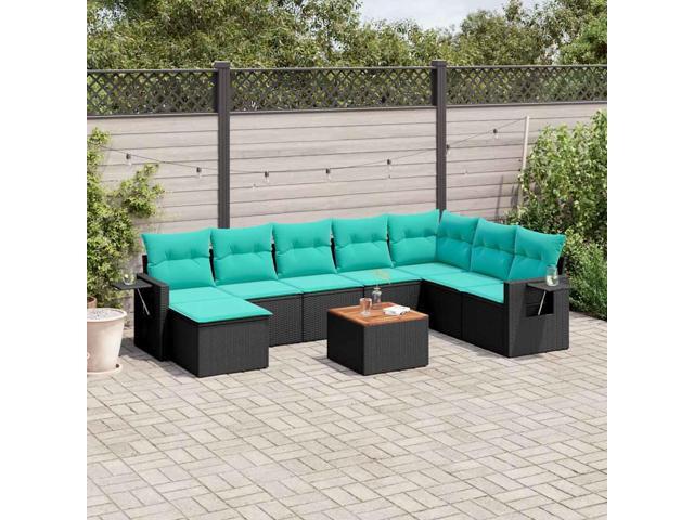 Click here for vidaXL 9 Piece Garden Sofa Set with Cushions Black... prices