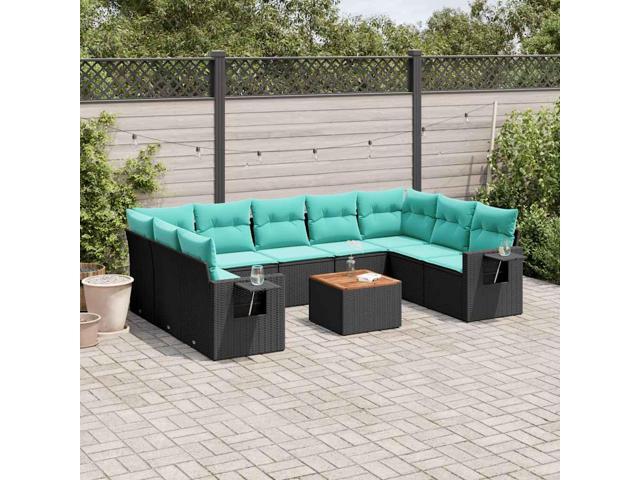 Click here for vidaXL 10 Piece Garden Sofa Set with Cushions Blac... prices