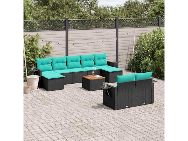 Click here for vidaXL 10 Piece Garden Sofa Set with Cushions Blac... prices