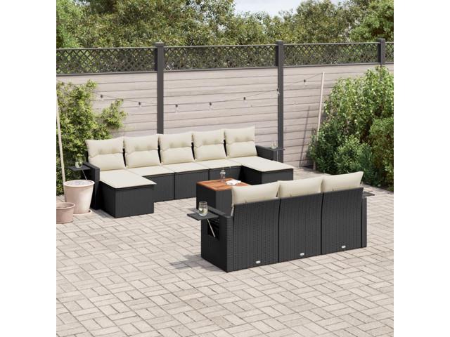 Click here for vidaXL Garden Sofa Set Black Poly Rattan Large Mod... prices