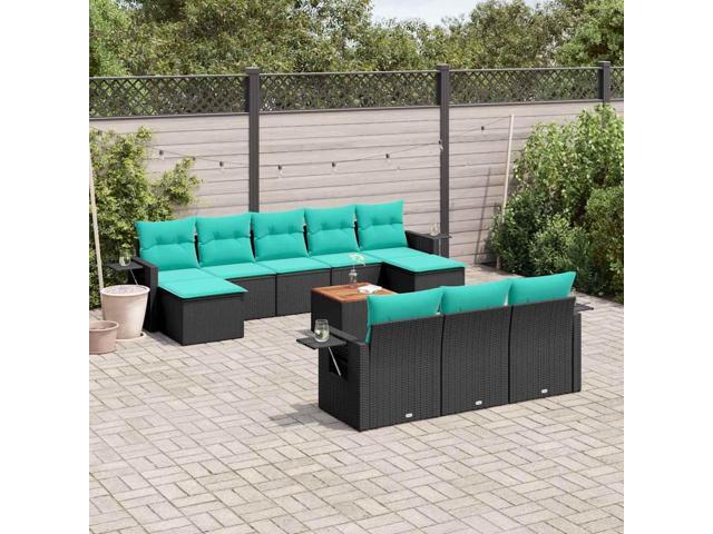 Click here for vidaXL 11 Piece Garden Sofa Set with Cushions Blac... prices