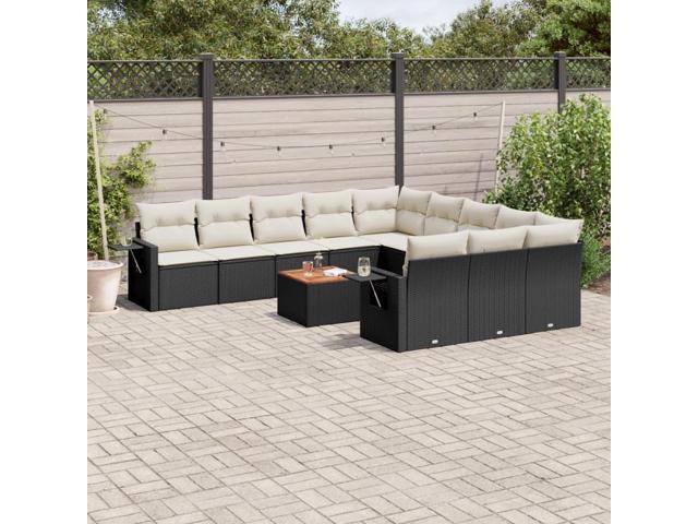 Click here for vidaXL Garden Sofa Set Black Poly Rattan Large Adj... prices