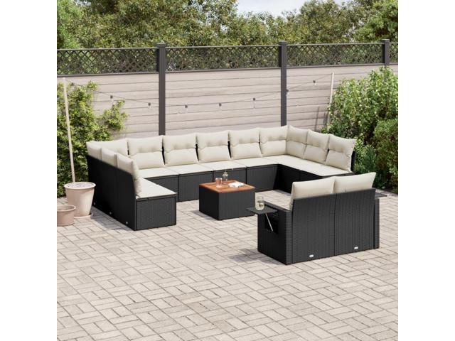 Click here for vidaXL Garden Sofa Set Black PE rattan Large Modul... prices