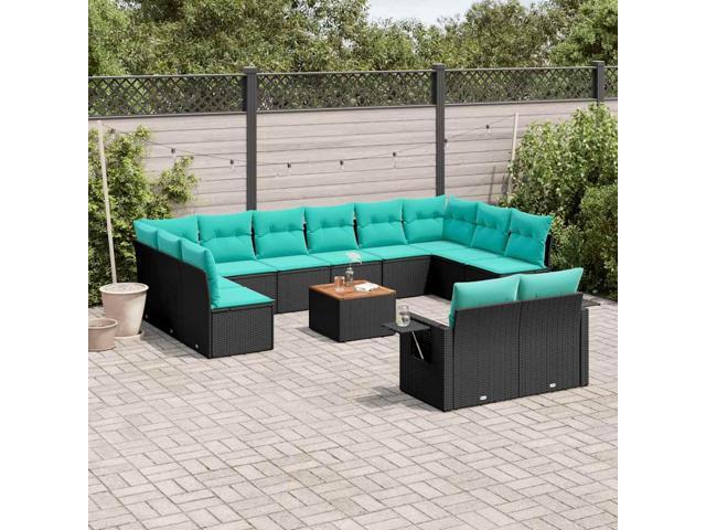 Click here for vidaXL 13 Piece Garden Sofa Set with Cushions Blac... prices
