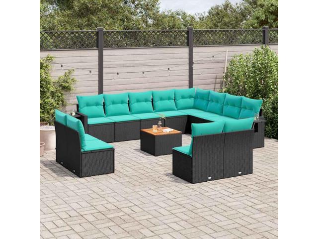 Click here for vidaXL 13 Piece Garden Sofa Set with Cushions Blac... prices