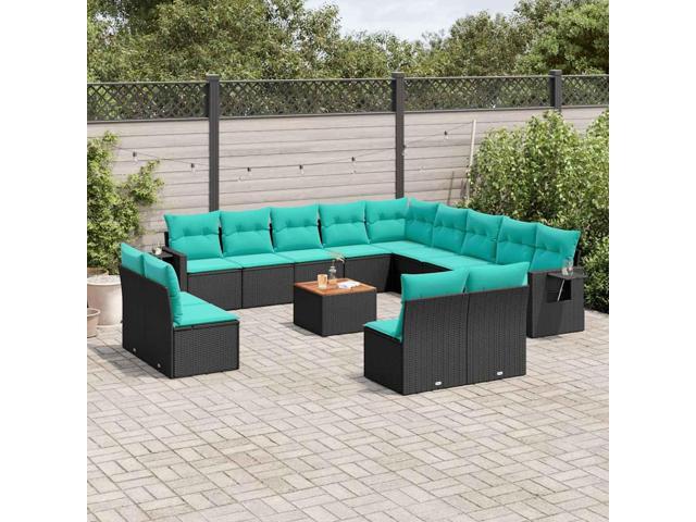 Click here for vidaXL 14 Piece Garden Sofa Set with Cushions Blac... prices