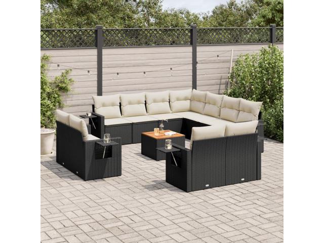 Click here for vidaXL Garden Sofa Set Black PE rattan Large Folda... prices