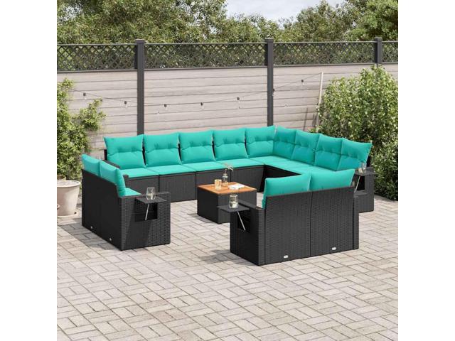 Click here for vidaXL 13 Piece Garden Sofa Set with Cushions Blac... prices