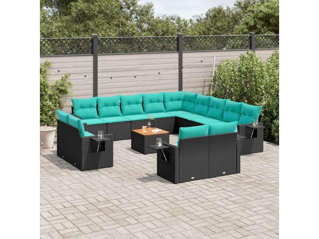 Click here for vidaXL 14 Piece Garden Sofa Set with Cushions Blac... prices