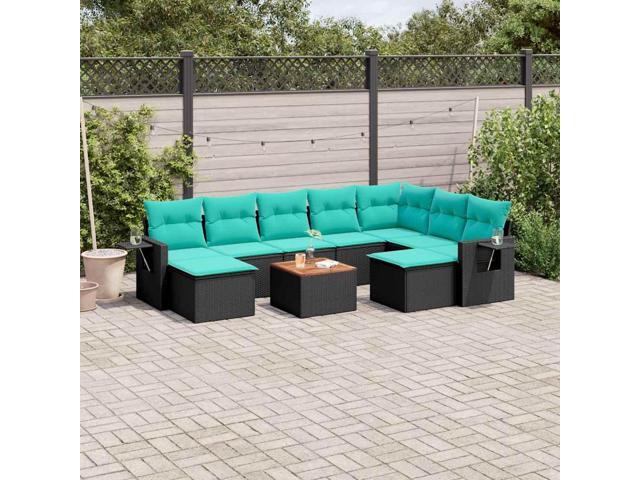 Click here for vidaXL 10 Piece Garden Sofa Set with Cushions Blac... prices
