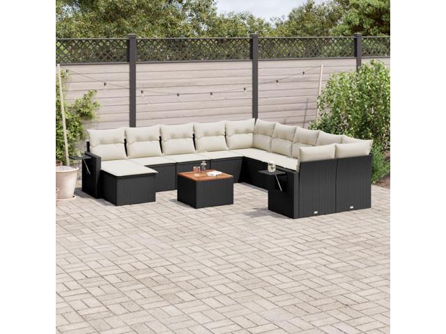 Click here for vidaXL Garden Sofa Set Black Poly Rattan Large Mod... prices