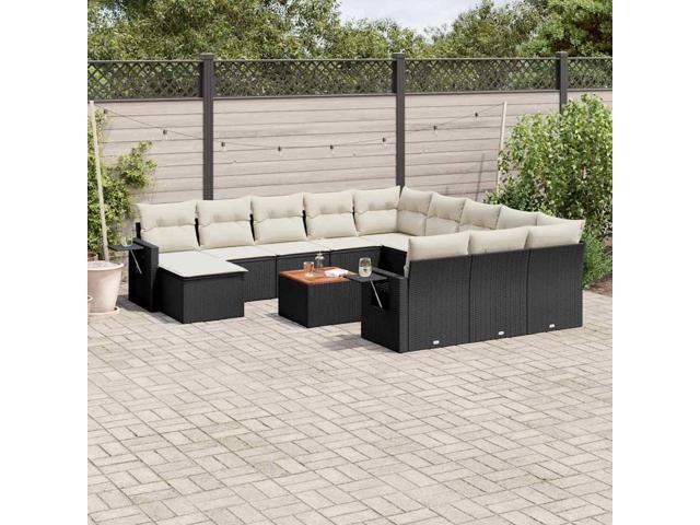 Click here for vidaXL Garden Sofa Set Black PE Rattan Large Adjus... prices