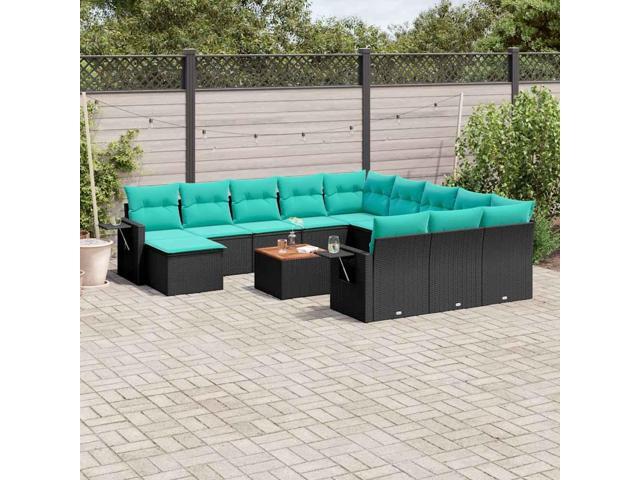 Click here for vidaXL 13 Piece Garden Sofa Set with Cushions Blac... prices