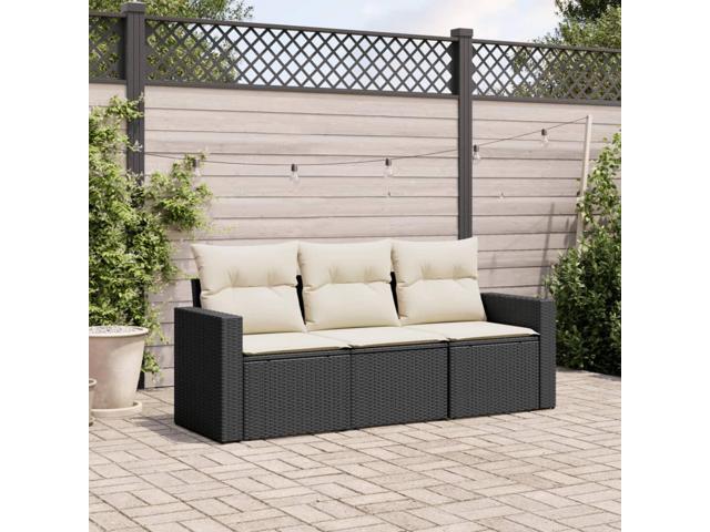 Click here for vidaXL Garden Sofa Set Black Poly Rattan Standard... prices