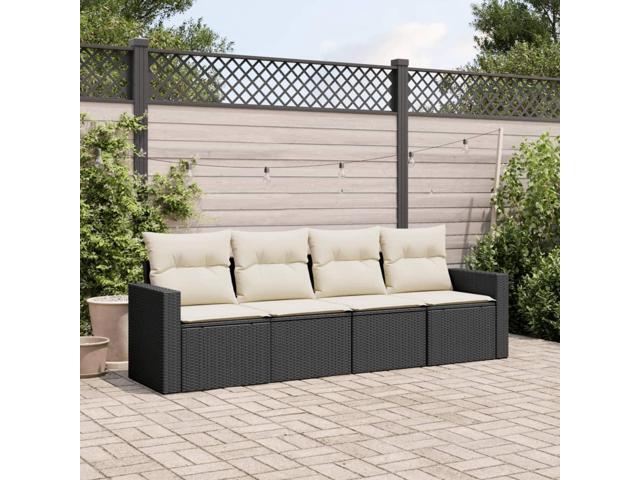 Click here for vidaXL Garden Sofa Set Black PE Rattan 4 Piece Set... prices