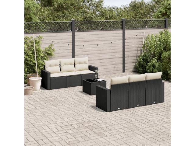 Click here for vidaXL Garden Sofa Set Set of 7 Black  Cream White prices
