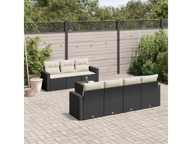 Click here for vidaXL Garden Sofa Set Set of 8 Black Poly Rattan... prices