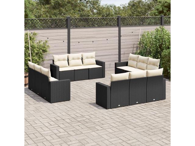 Click here for vidaXL Garden Sofa Set Black PE rattan  Powder-coa... prices