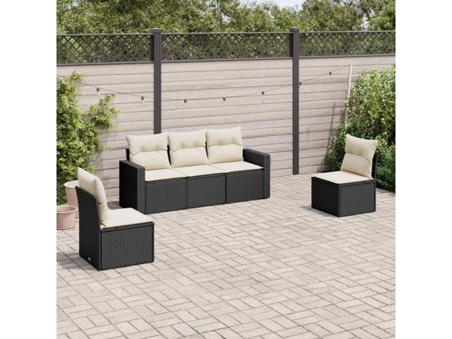 Click here for vidaXL Garden Sofa Set Black PE rattan Large Adjus... prices