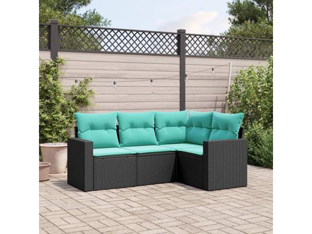 Click here for vidaXL Garden Sofa Set Black  Blue PE rattan  powd... prices