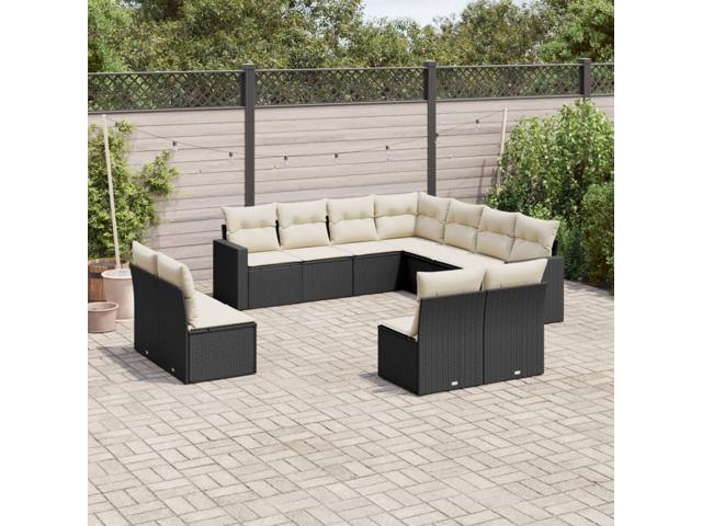 Click here for vidaXL Garden Sofa Set Black PE rattan 11 Piece Se... prices