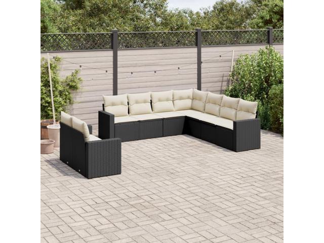 Click here for vidaXL Garden Sofa Set Black PE rattan 9 Piece set... prices