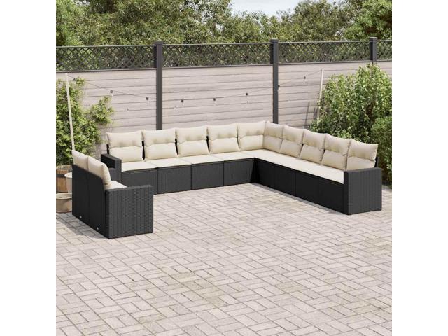 Click here for vidaXL Garden Sofa Set Black PE Rattan Large Adjus... prices