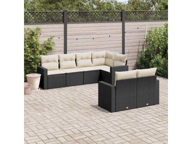 Click here for vidaXL Garden Sofa Set Set of 7 Black  Cream White prices