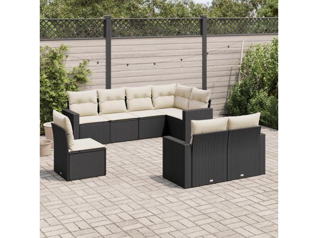 Click here for vidaXL Garden Sofa Set Black PE rattan  powder-coa... prices