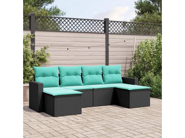 Click here for vidaXL Garden Sofa Set Black  Blue PE Rattan  Powd... prices