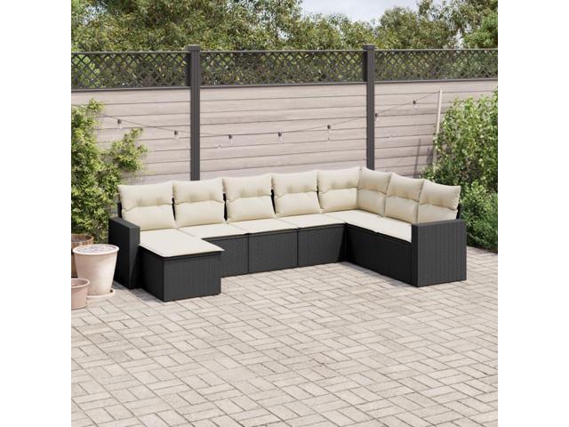 Click here for vidaXL Garden Sofa Set Black Poly Rattan Large Mod... prices