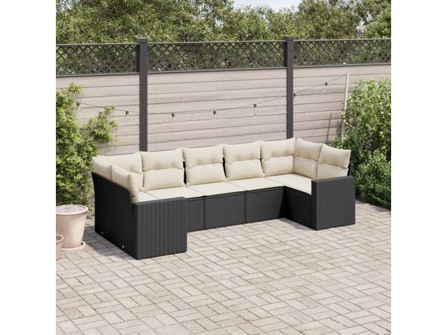 Click here for vidaXL Garden Sofa Set Set of 7 Black PE Rattan La... prices
